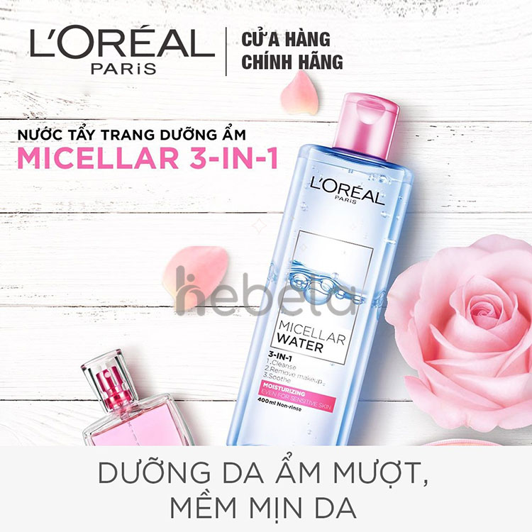 Nước tẩy trang dưỡng ẩm L'Oreal Paris Micellar Water 3 In 1 Moisturizing