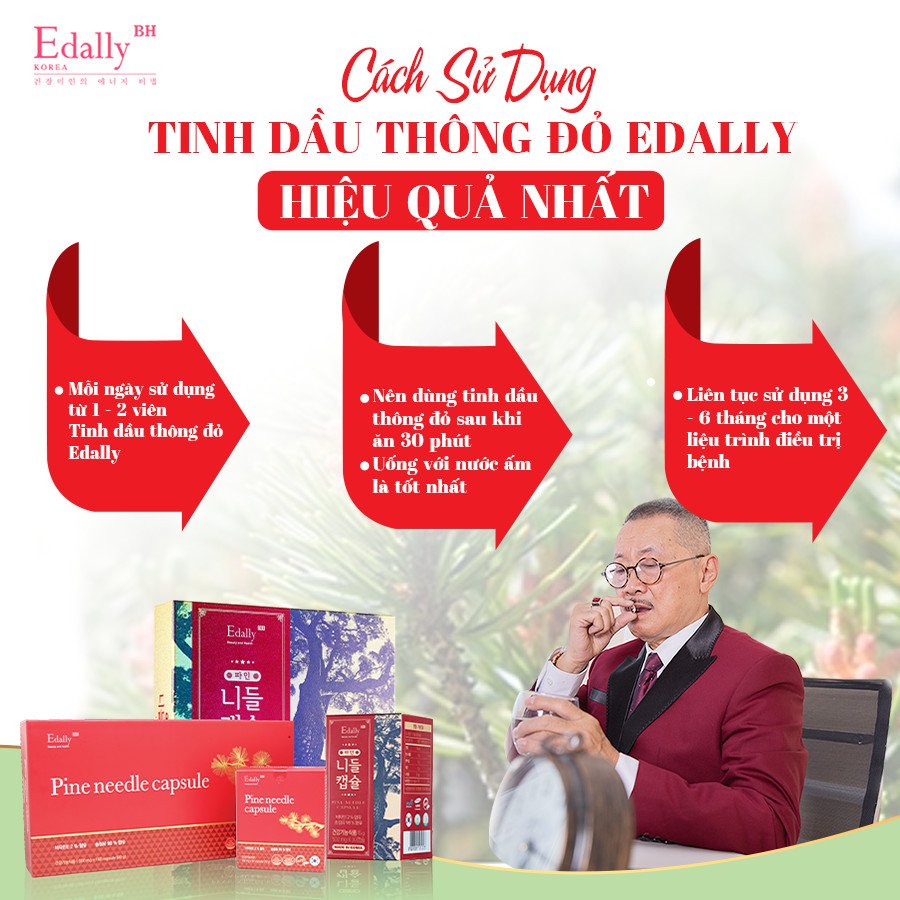 Tinh Dầu Thông Đỏ Edally Pine Needle Capsule Hàn Quốc Hộp 180 Viên