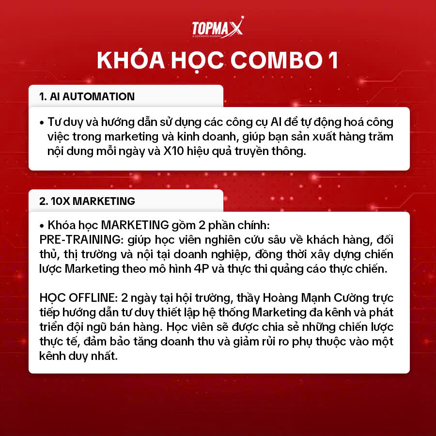 Combo 1: Khóa Học 10X AI Automation Và 10X Marketing System