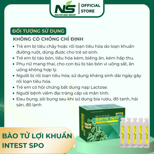 Thực Phẩm Bảo Vệ Sức Khỏe Bào Tử Lợi Khuẩn Intest Spo NSG - Hộp 20 Ống 10ml