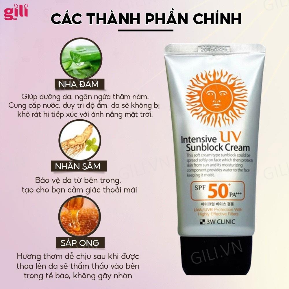 Kem Chống Nắng 3W Clinic Intensive UV Sunblock Cream SPF50 PA