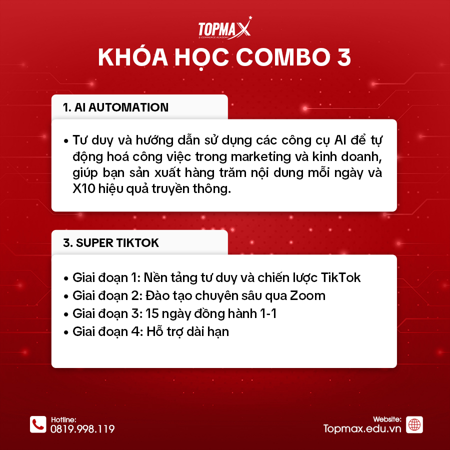 Combo 3: Khóa Học 10X AI Automation - Super Tiktok